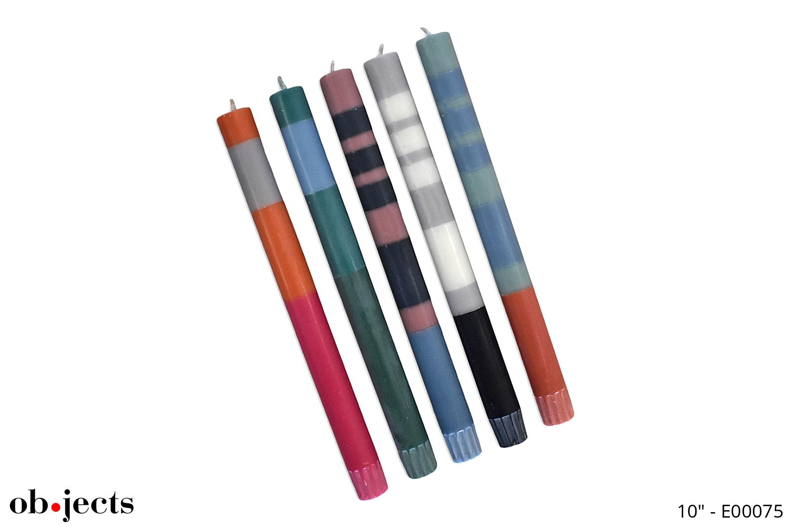 Candles Taper Assorted Striped Colors | Ob•jects