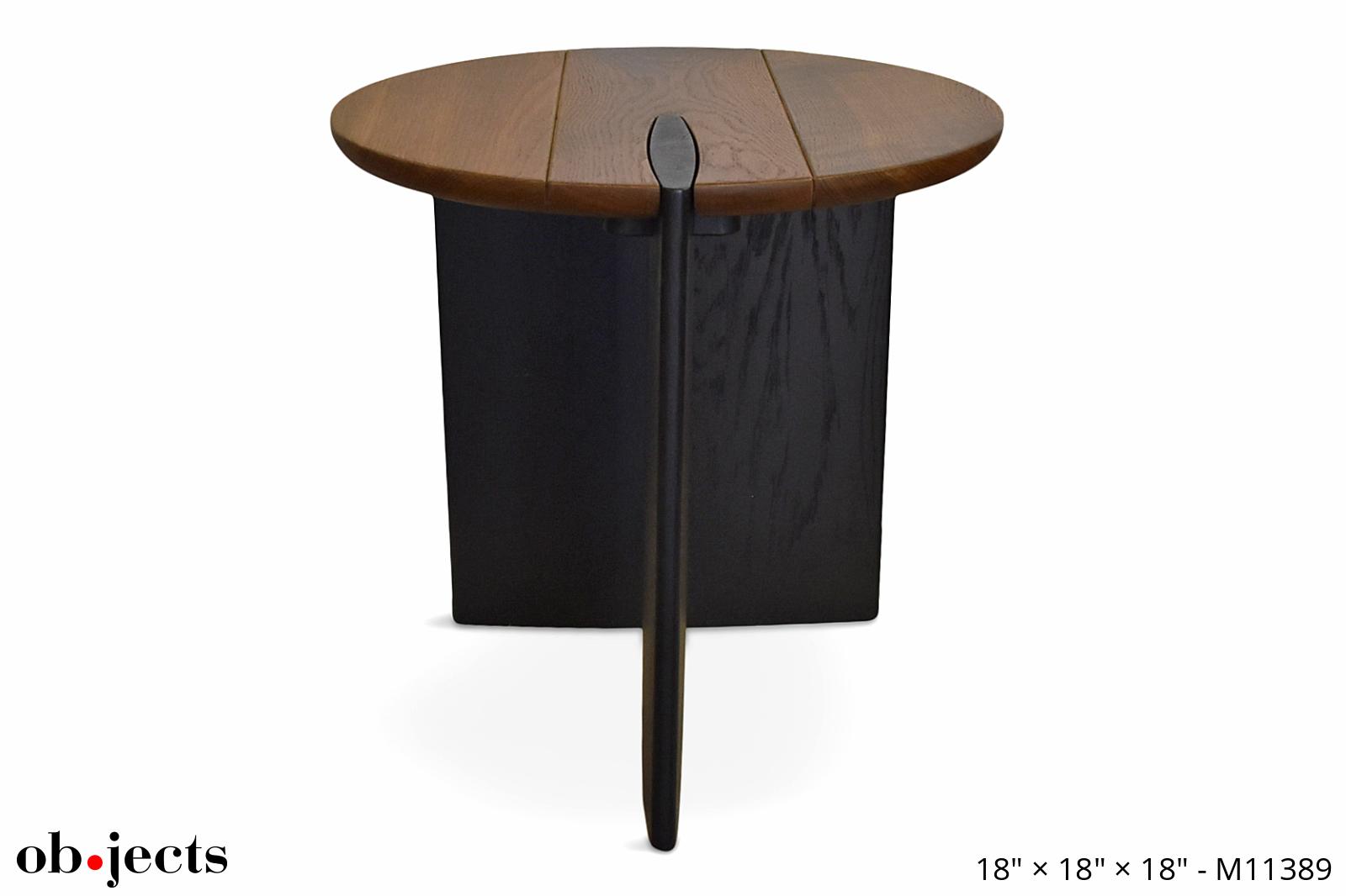 Table Side Oak Black Panel Legs Penetrating Brown Wood Top | Ob•jects