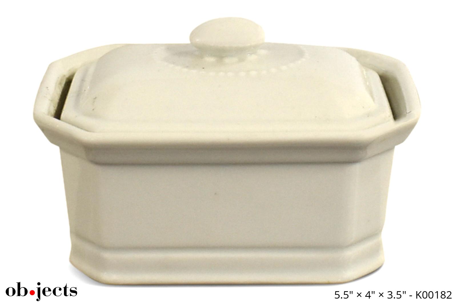 Canister Rectangle White Porcelain w/Lid | Ob•jects
