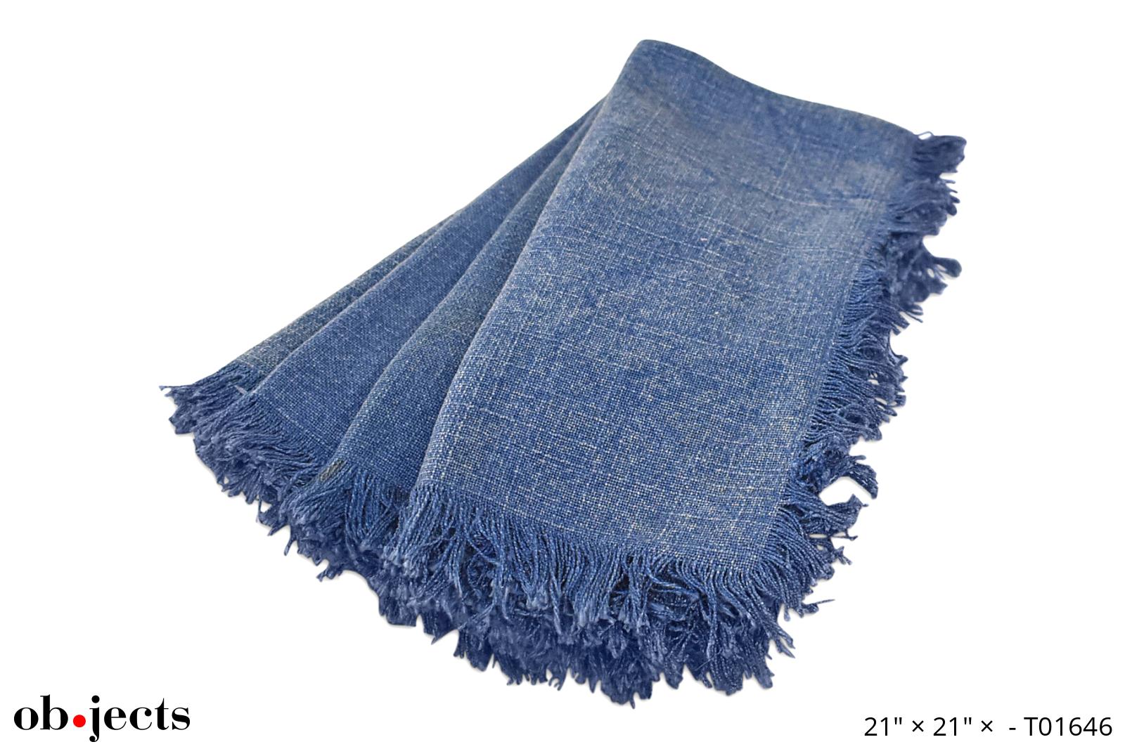 Napkin Blue Washed Linen w/Frayed Edge | Ob•jects