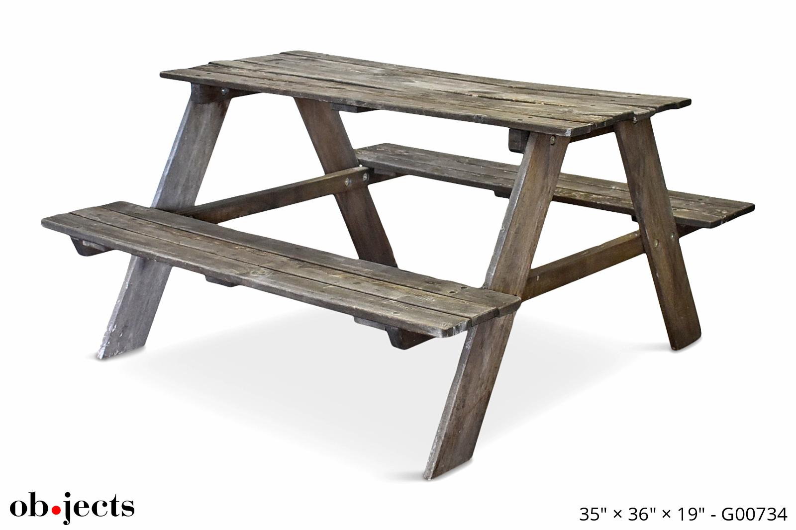 Picnic Table Child Size Weathered Wood | Ob•jects